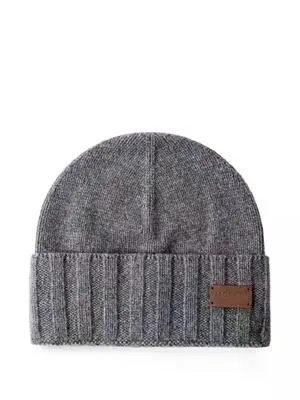 HACKETT LONDON Ribbed-trim Beanie Hat - Grey