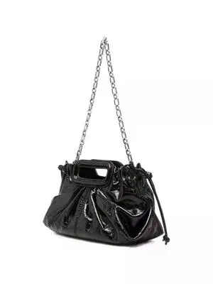 Maje Ruched Leather Shoulder Bag