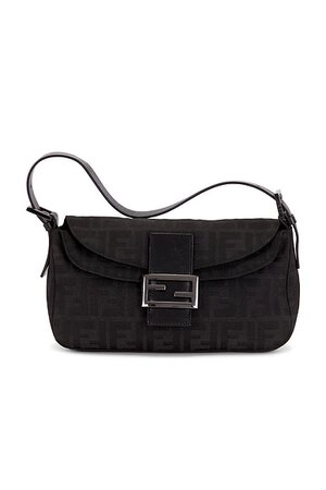 Fendi Zucca Baguette Shoulder Bag - Black