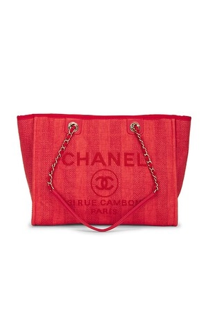 Chanel Small Deauville Tote Bag - Red