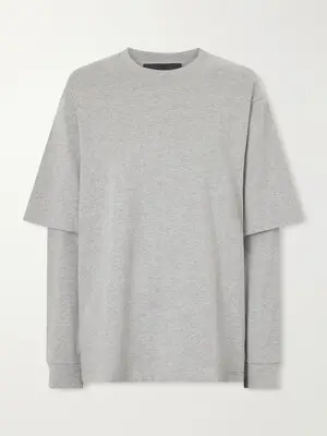 Tibi Perfect T Layered Cotton-jersey T-shirt - Gray