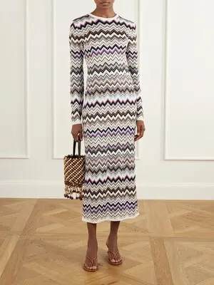 Missoni Striped Crochet-knit Midi Dress