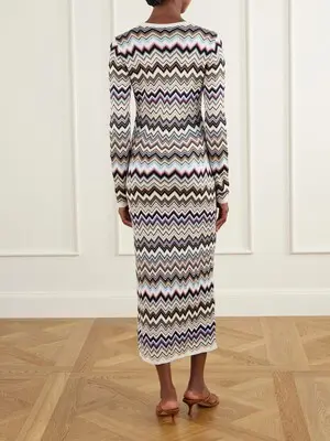 Missoni Striped Crochet-knit Midi Dress