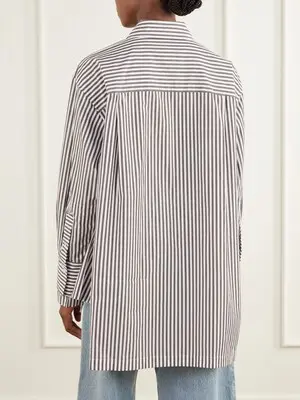 JOSEPH Thea Striped Cotton-poplin Blouse