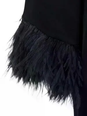 Antonelli Firenze Feather-trim Long-sleeve Mini Dress - Black