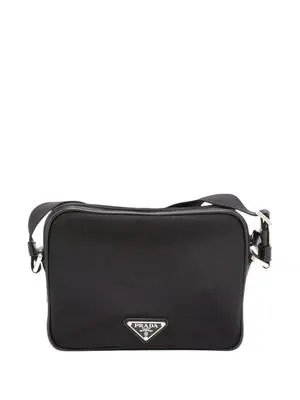 Prada 2013-2026 Saffiano Trimmed Tessuto Logo Camera Bag Crossbody Bag