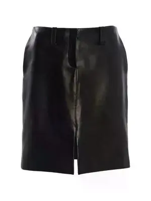 Brandon Maxwell Lex Leather Pencil Skirt - Black