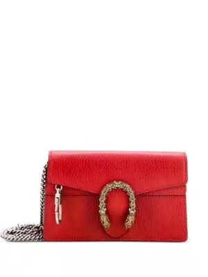 Gucci Leather Dionysus Super Mini Clutch Bag - Red