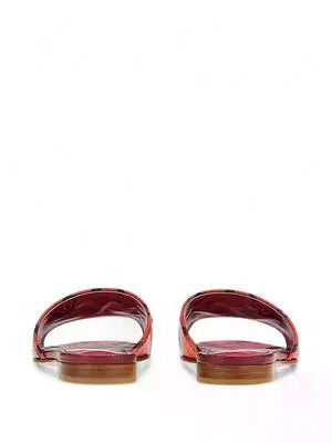 FERRAGAMO Gancini Printed Leather Sandals - Red