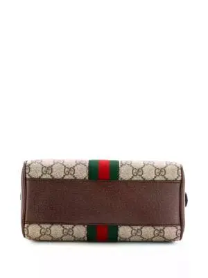 Gucci Ophidia Convertible Boston Top Handle Bag Gg Coated Canvas With Leather Mini Crossbody Bag - Brown