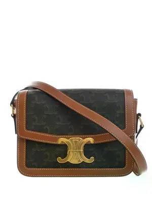 Celine 2022 Teen Triomphe Coated Canvas And Calfskin Triomphe Crossbody Bag - Brown