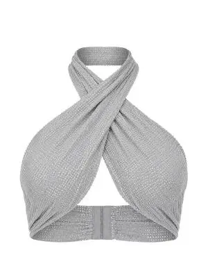 TWENTY FOURHAITCH Crystal-embellished Halterneck Top