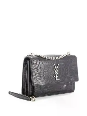 Saint Laurent Sunset Crocodile Embossed Leather Medium Crossbody Bag