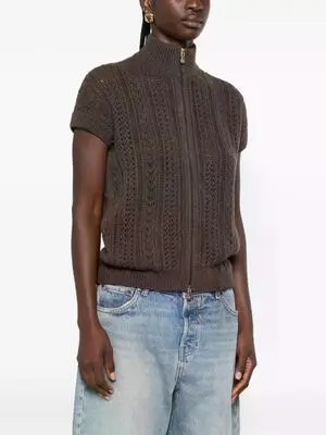 Eleventy Pointelle-knit Sleeveless Cardigan