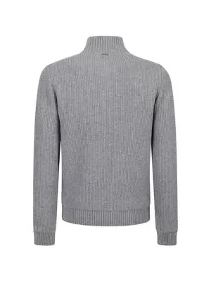 Herno Resort Ribbed-knit Wool Cardigan - Grey