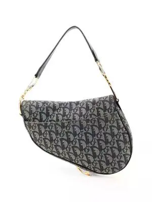 Dior Vintage Saddle Bag Diorissimo Canvas Medium Shoulder Bag