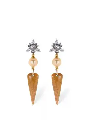 PARULINA Diamond And Pearl Detachable Earrings - Silver