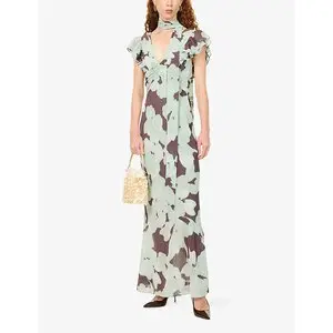 PRETTY LAVISH Andi Ruffle Crepe Maxi Dress
