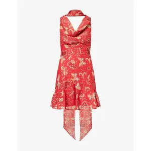 NEVER FULLY DRESSED Astra Sophie Printed Woven Mini Dress - Red