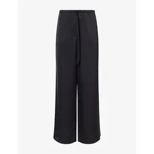 PRETTY LAVISH Breya Wide-leg Satin Trousers - Black