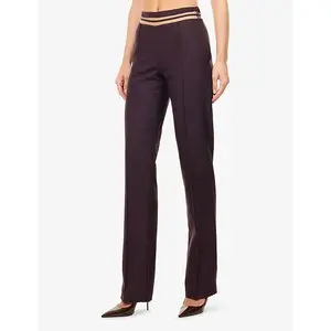 NENSI DOJAKA Mesh-panel Straight-leg Crepe Trousers