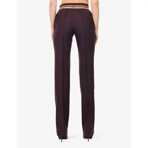 NENSI DOJAKA Mesh-panel Straight-leg Crepe Trousers