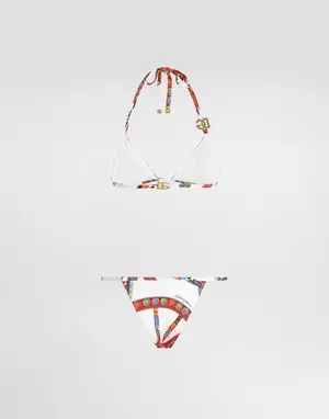 Dolce & Gabbana Carretto-print Triangle Bikini