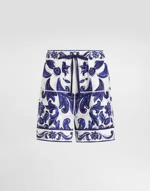 Dolce & Gabbana Dg Exclusive Majolica- Poplin Shorts Pants And Shorts - Print