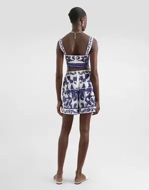 Dolce & Gabbana Dg Exclusive Majolica- Poplin Shorts Pants And Shorts