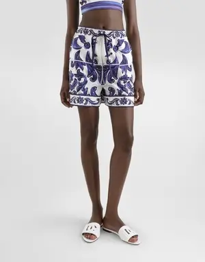 Dolce & Gabbana Dg Exclusive Majolica- Poplin Shorts Pants And Shorts