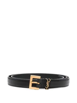 Saint Laurent Cassandre Leather Belt - Black