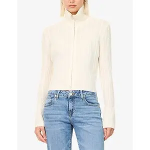 Good American Funnel-neck Cable-knit Cardigan