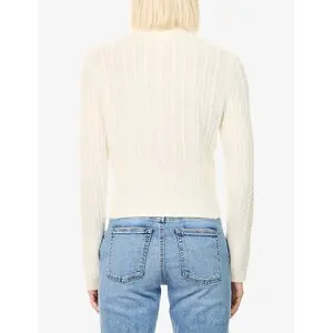 Good American Funnel-neck Cable-knit Cardigan