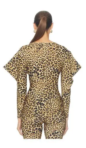 Norma Kamali Wing Sleeve Side Drape Top In . Also