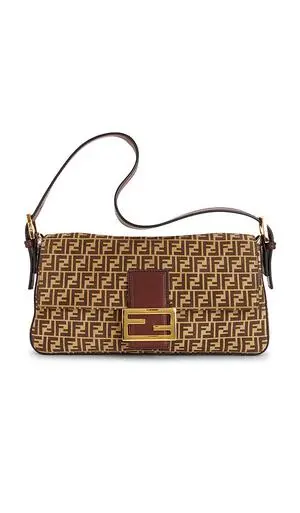 FWRD RENEW Fendi Zucchino Baguette Shoulder Bag - Brown