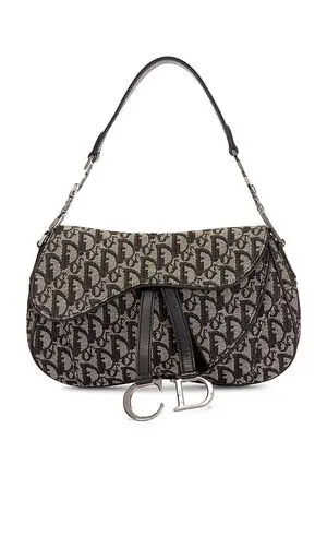 FWRD RENEW Dior Trotter Oblique Double Saddle Bag - Blue