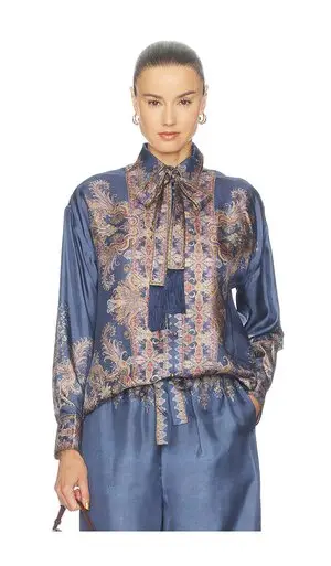 Zimmermann Valiant Relaxed Silk Shirt - Blue