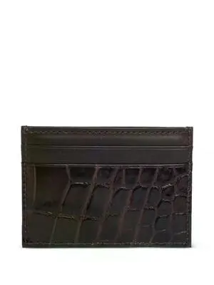 HACKETT LONDON Croc-effect Leather Card Holder - Brown