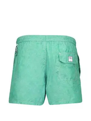 Fedeli Geometric-print Swim Shorts - Green