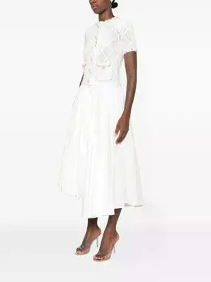 SELF-PORTRAIT Pointelle-knit Faux-pearl Dress
