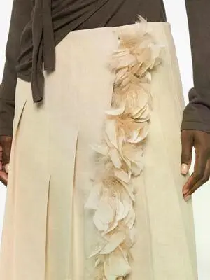 Plan C Feather-trim Pleated Midi Skirt