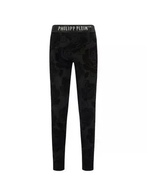Philipp Plein Flock Flower Monogram Leggings - Black