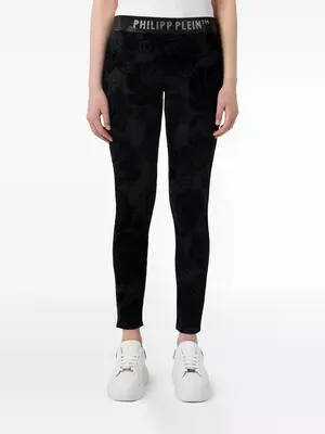 Philipp Plein Flock Flower Monogram Leggings