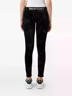 Philipp Plein Flock Flower Monogram Leggings