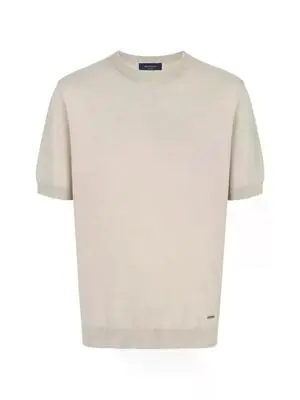 TOMBOLINI Fine-knit Ribbed-trim T-shirt - Neutrals