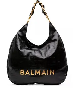 Balmain 2020-2026 Soft Calfskin 1945 Hobo Bag - Black