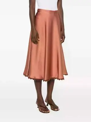 I BLUES Lace-trim Satin-finish Midi Skirt