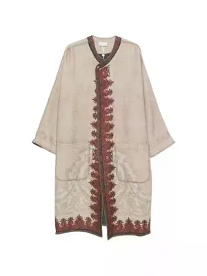 PIERRE-LOUIS MASCIA Paisley-print Blanket-stitch Kimono - Neutrals
