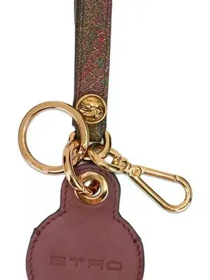 Etro Paisley Print Logo Debossed Keyring