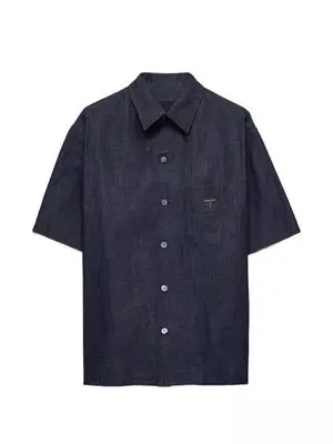Prada Short-sleeve Chambray Denim Shirt - Blue